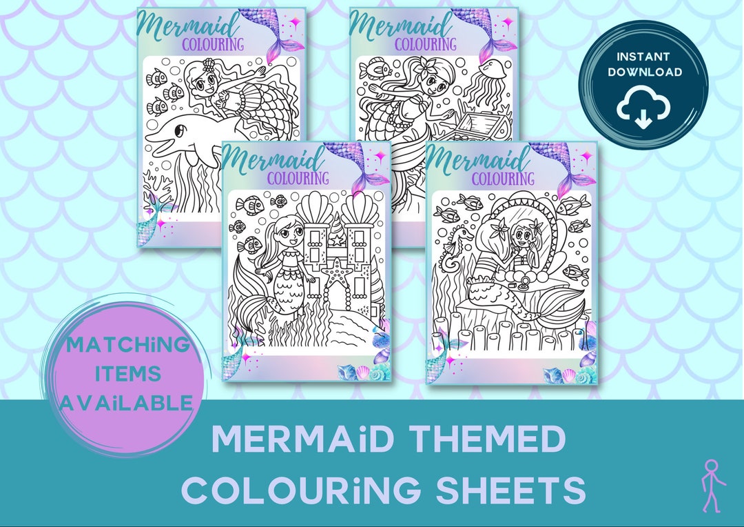 Mermaid Coloring Pages: 4 Printable Designs (digital Download) - Etsy
