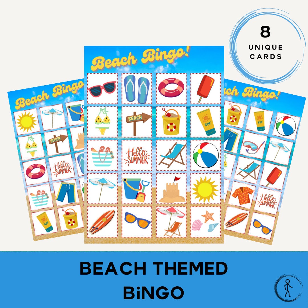 Beach Bingo | Summer Themed Bingo | Family Games Night | Classic Games ...