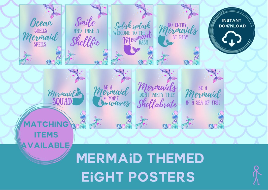 Mermaid Party Posters: Puns & Decorations (digital Download) - Etsy