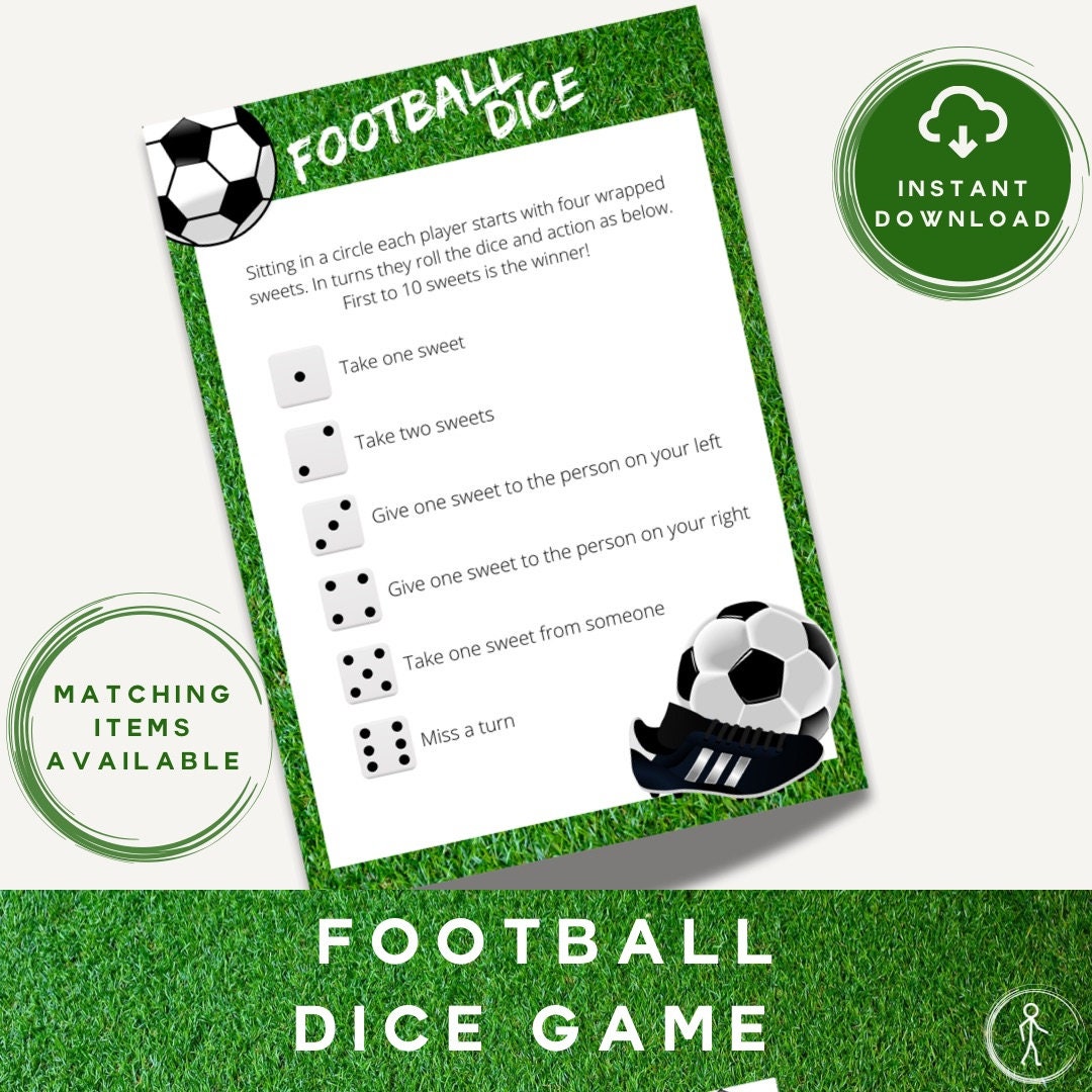 Football Dice Game | Soccer Dice Game | Football Themed Party | Soccer ...