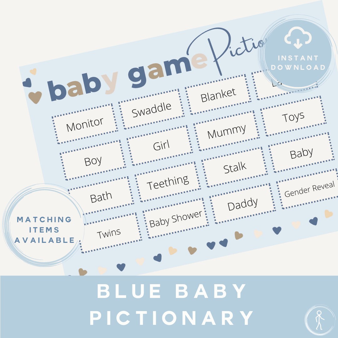 Baby Shower Pictionary | Blue Baby | Baby Celebration Game | Gender ...