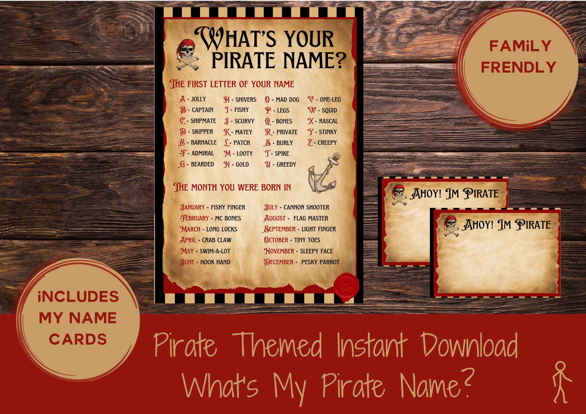 Whats Your Pirate Name Pirate Party Pirate Themed Instant Download ...