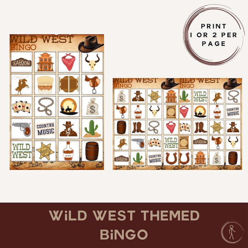 Wild West Bingo | Cowboy Bingo | Frontier Fun | Family Bingo | Themed ...