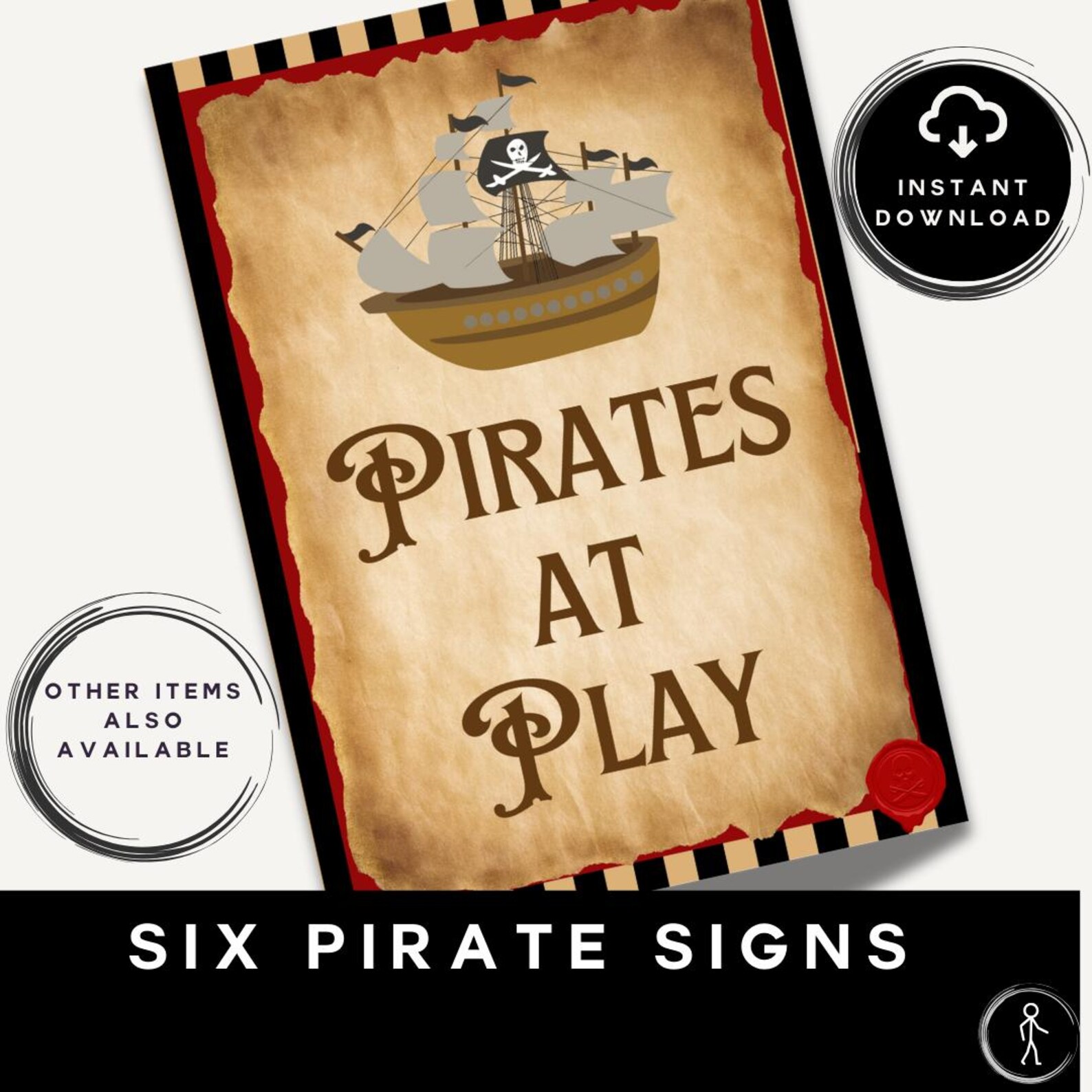 Printable Pirate Party Signs: Treasure Hunt Decorations (digital ...