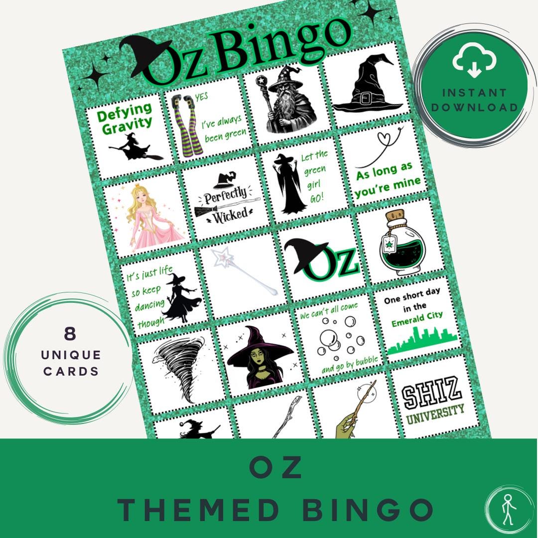 Wicked & Oz Bingo Game – Printable Musical Party Game for Kids, Teens ...
