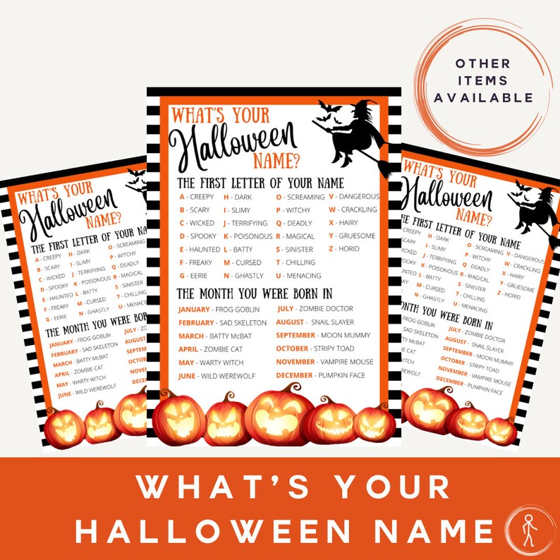 Halloween Name Game: Printable Party Activity, Kids Halloween Games ...