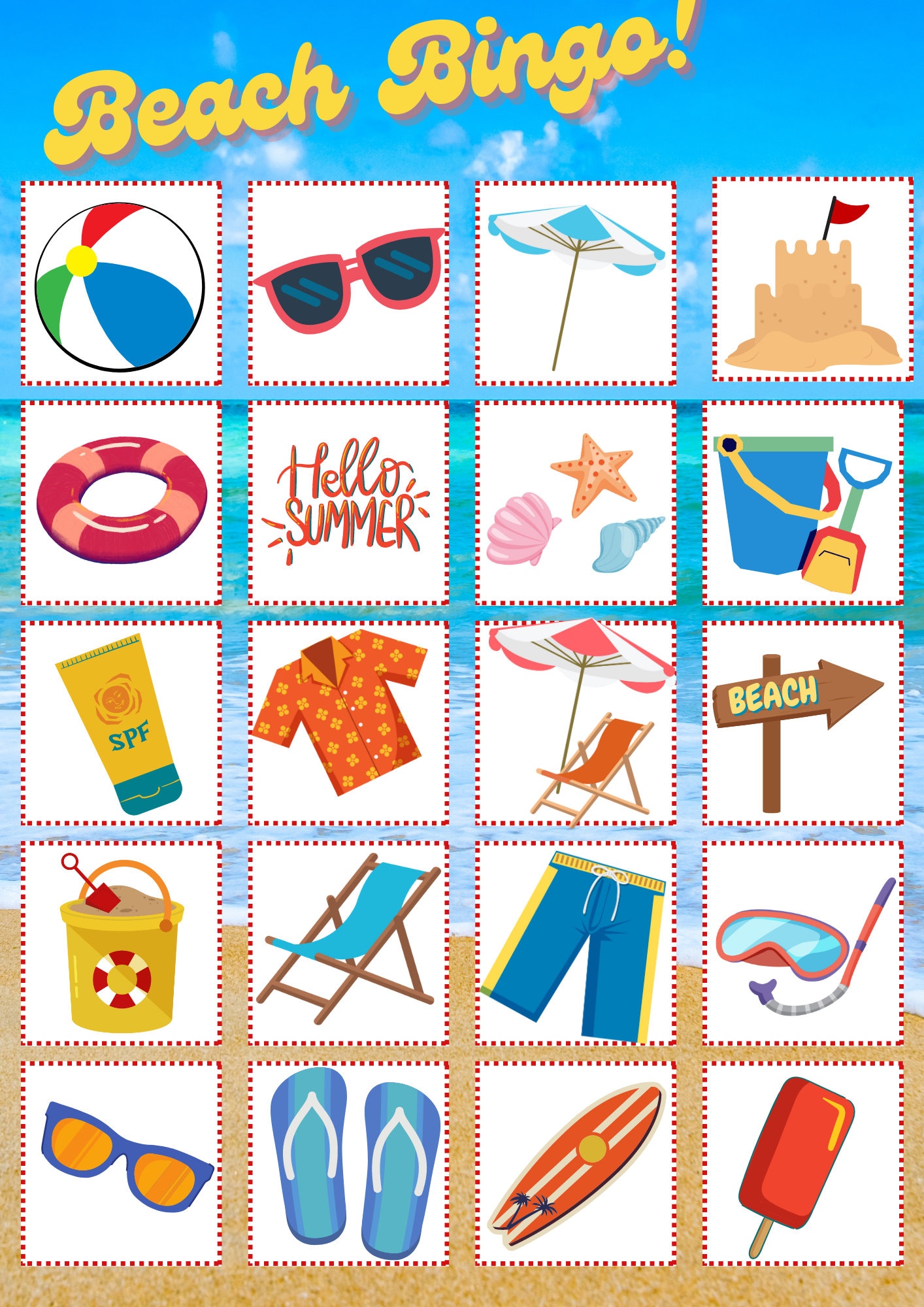 Beach Bingo | Summer Themed Bingo | Family Games Night | Classic Games ...