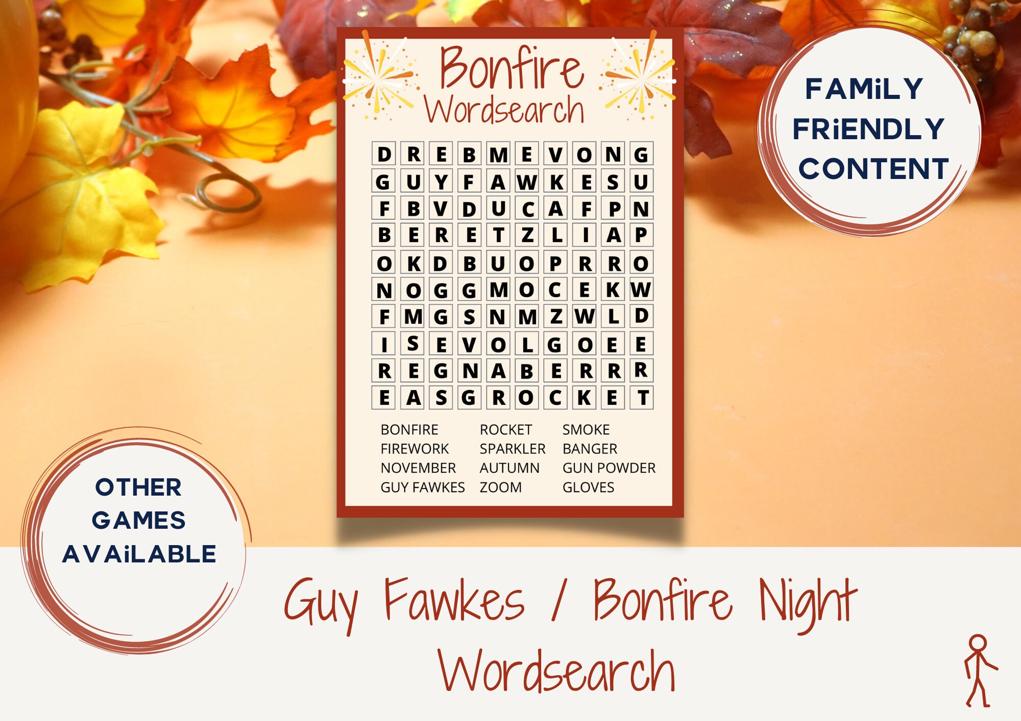 Guy Fawkes / Bonfire Night Wordsearch - Etsy