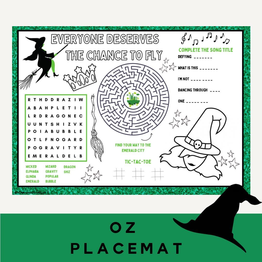 Wicked Oz Activity Sheet Placemat: Kids Party Game (digital Download ...