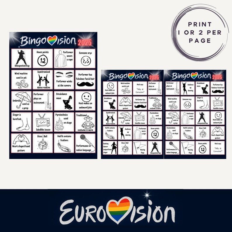 Eurovision Bingo Game - Instant Download | Printable Party Game | 8 ...