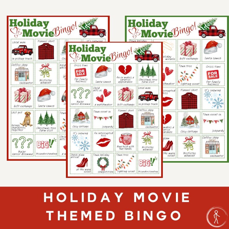 Holiday Movie Bingo Game: Printable Rom-com Cards (instant Download) - Etsy