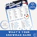 What’s Your Snowman Name | Snowman Name Generator | Party Game | Winter ...