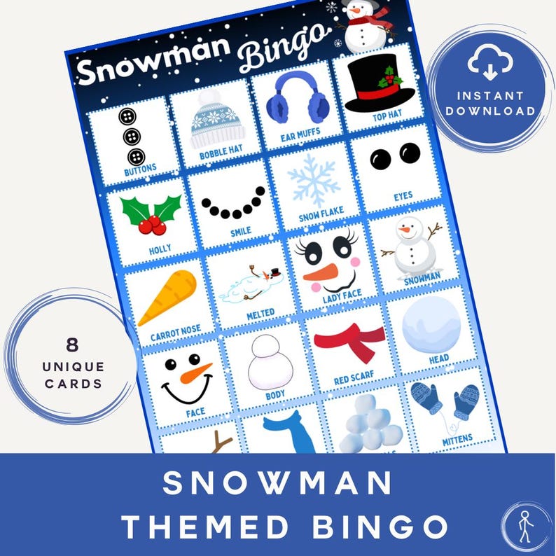 Snowman Bingo | Winter Themed Bingo | Festive Bingo | Themed Family ...