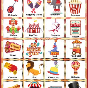 Circus Bingo | Themed Bingo | Family Game | Classroom Activity | Kids ...