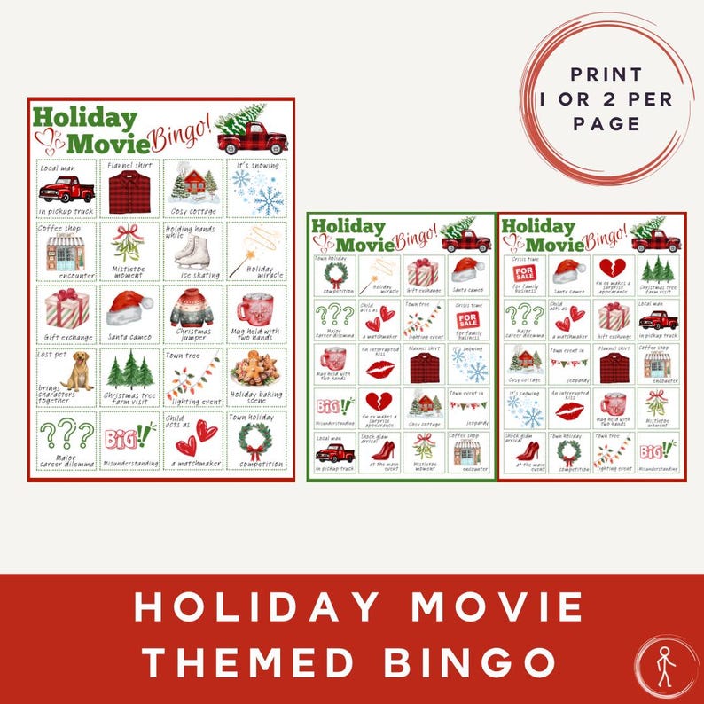 Holiday Movie Bingo Game: Printable Rom-com Cards (instant Download) - Etsy