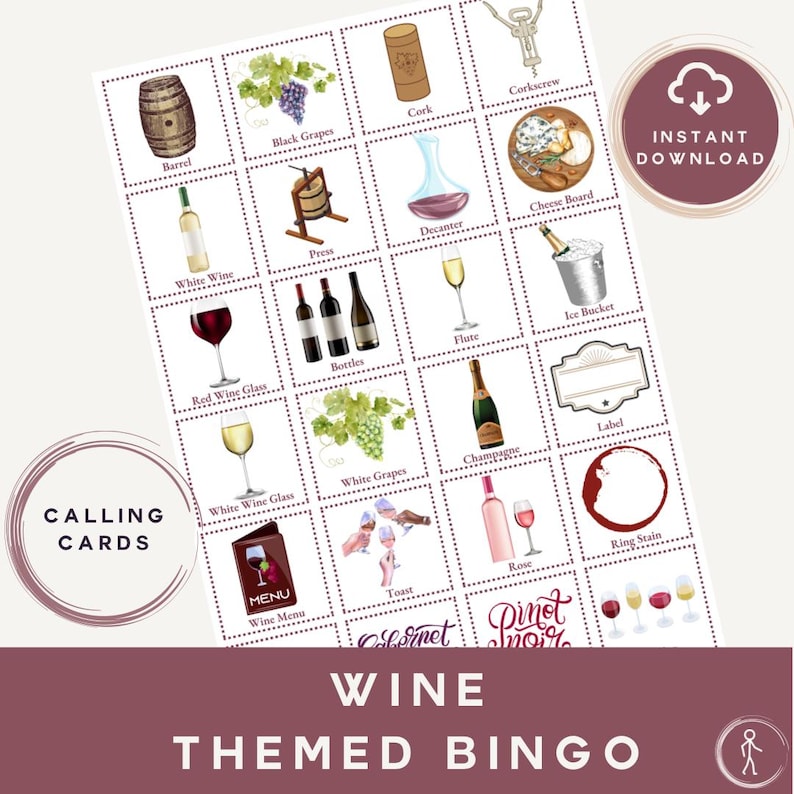Wine Themed Bingo | Food & Drink Bingo | Wine Evening Game | Wine Based ...