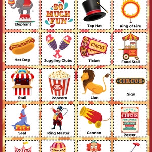 Circus Bingo | Themed Bingo | Family Game | Classroom Activity | Kids ...