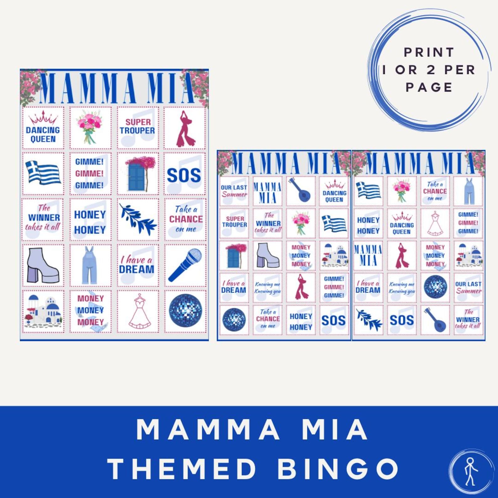 Mamma Mia Themed Bingo | Greek Bingo | Abba Themed Bingo Game | All ...