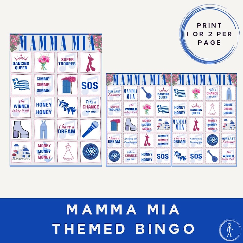 Mamma Mia Themed Bingo | Greek Bingo | Abba Themed Bingo Game | All ...