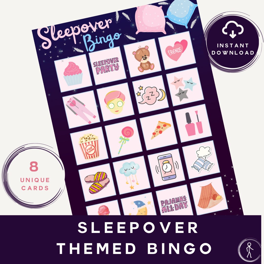 Sleepover Bingo | Slumber Party Bingo | Girls Night in | Sleepover ...