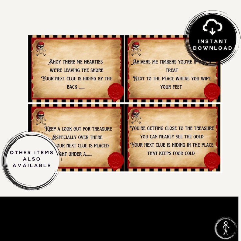 Pirate Treasure Hunt: Rhyming Clues, Kids Party Game (digital Download ...