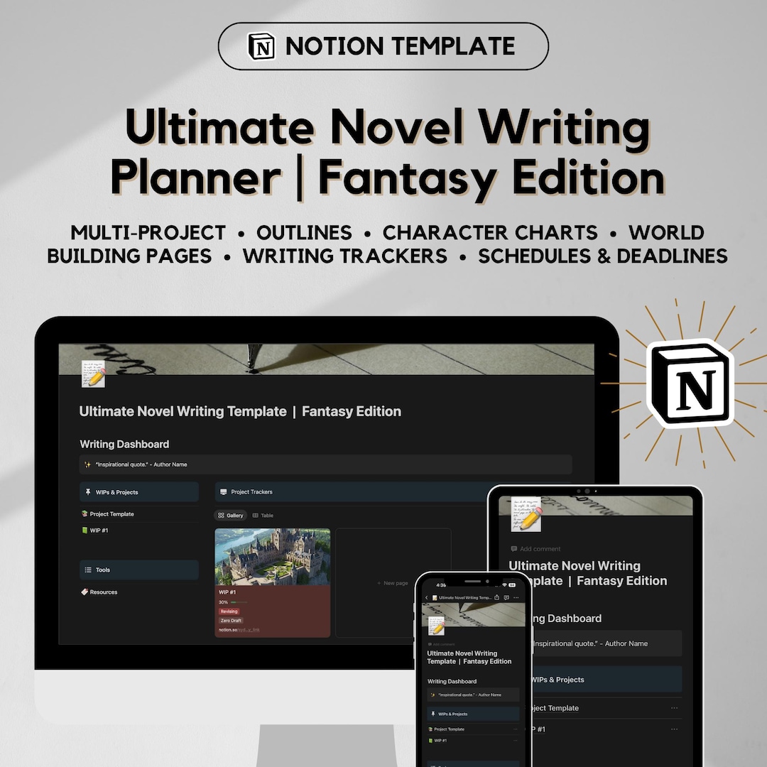 Fantasy Novel Writing Planner, All-in-one Notion Template (digital ...