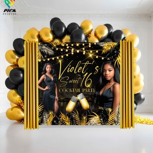 Cocktail Night Backdrop, Summer Evening Banner, Elegant Wall Decor ...