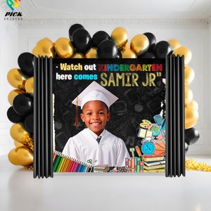 Kindergarten Graduation Polyester Banner, Cute Kids Prom Fabric Banner ...