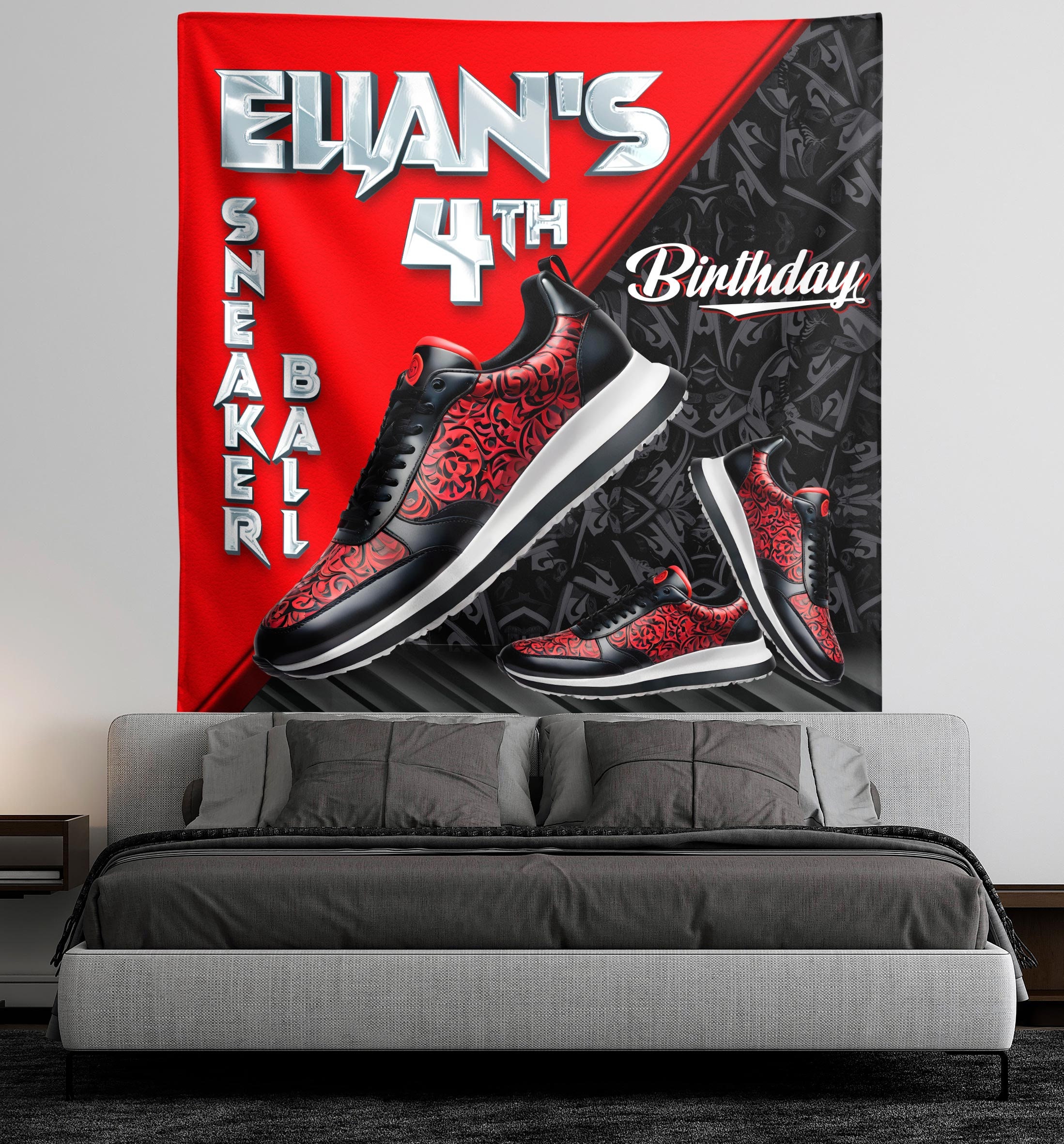 Sneaker Ball Backdrop Sneakerball Banner Sneaker Tapestry Red and ...