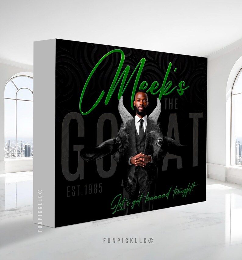 Goat Birthday Vinyl Banner: Black & Green Capricorn Backdrop - Etsy