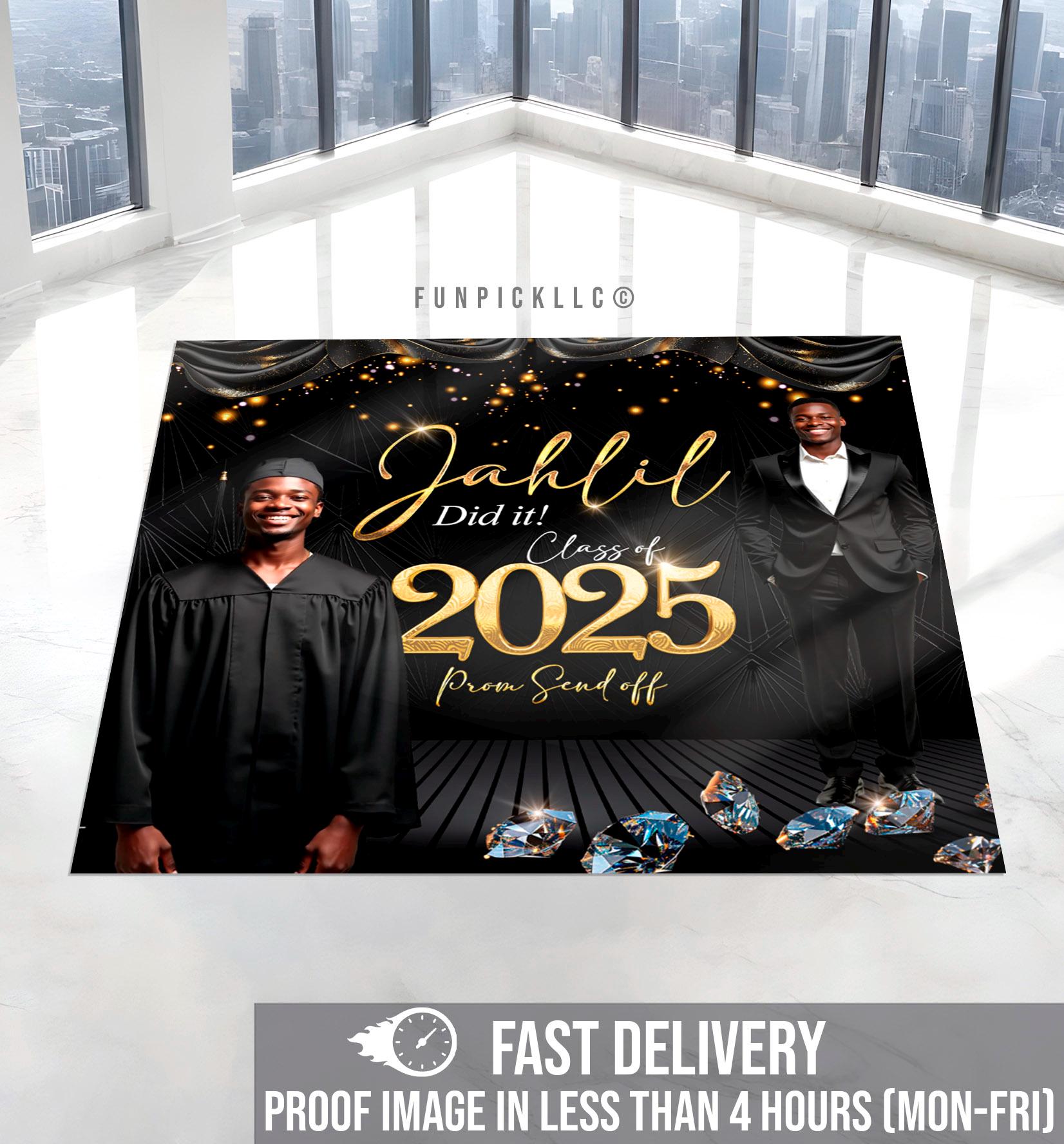 Black and Gold Graduation Floor Decal | College Graduation Decal ...