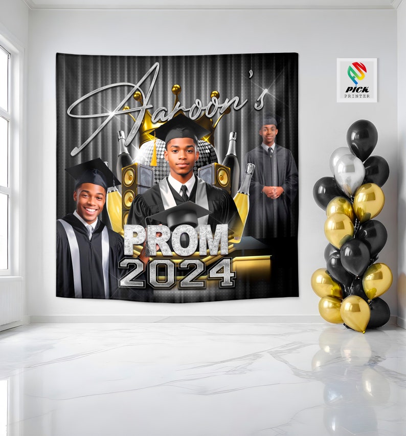 Black & Gold Graduation Backdrop: Prom Vinyl Banner - Etsy