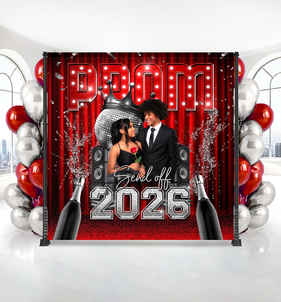 Vinyl Prom Send off Backdrop: Red Carpet Hollywood 2026 Party Banner ...