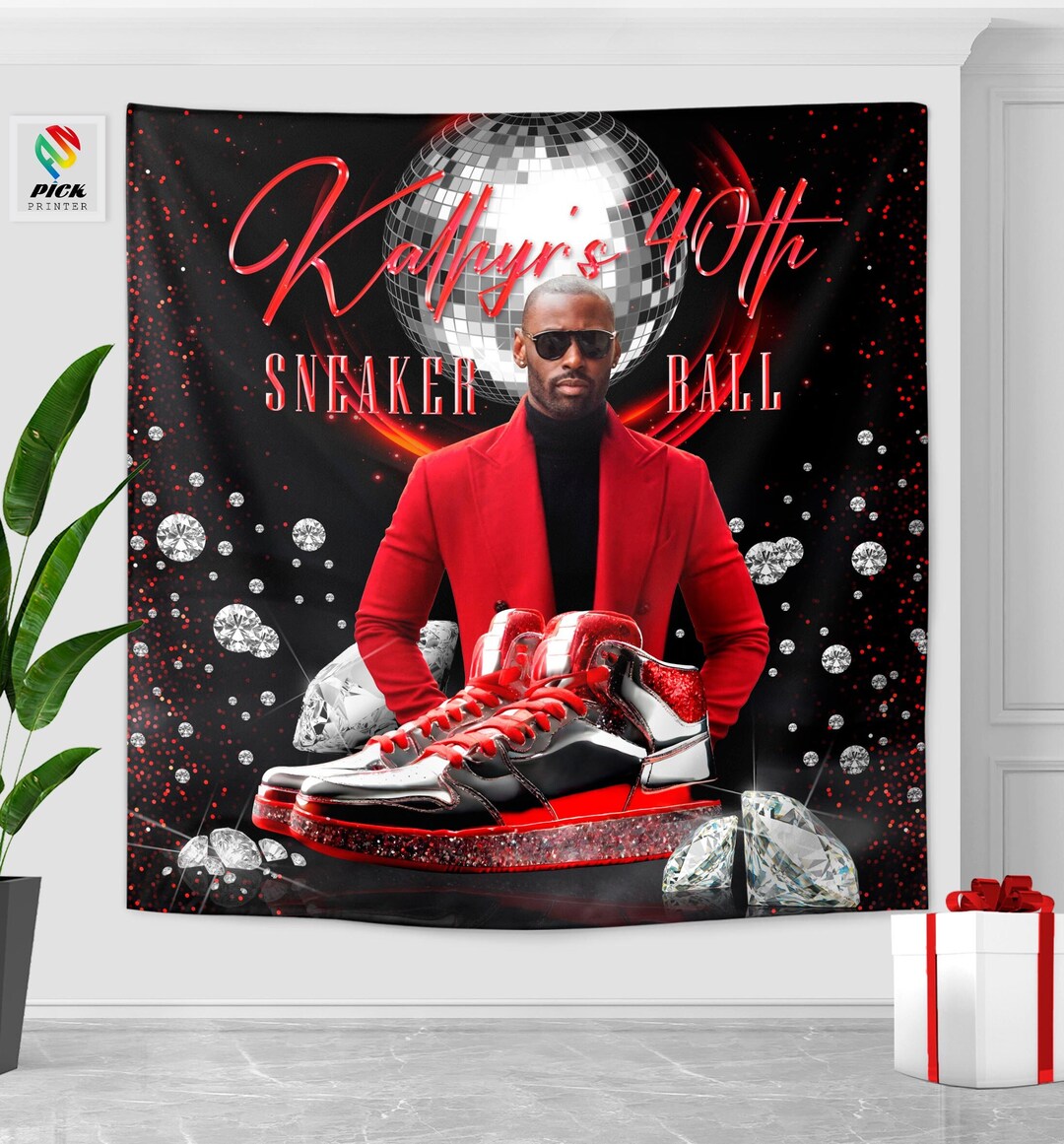 Red and Black Sneaker Backdrop Sneakerball Banner Sneaker Tapestry ...
