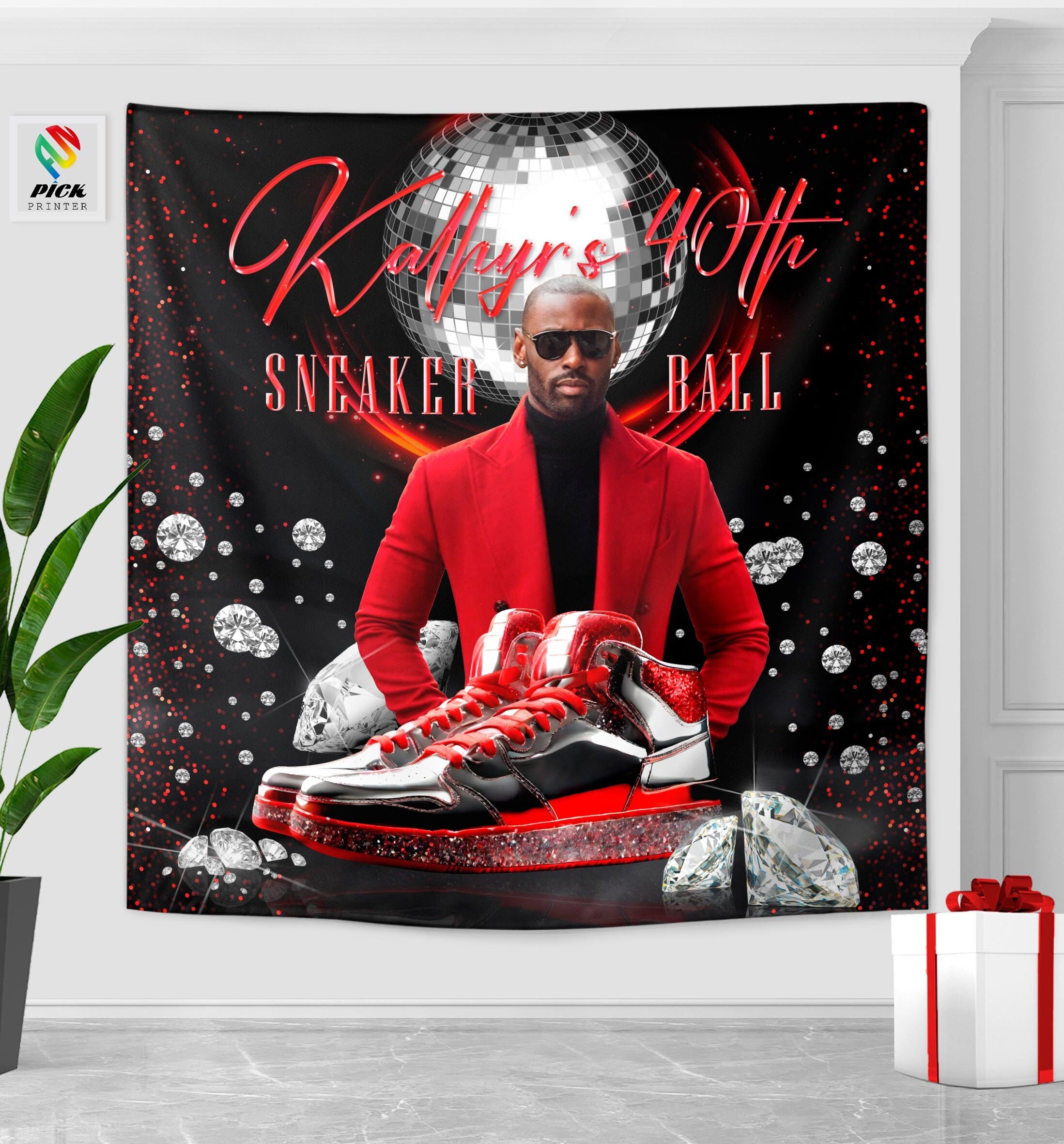 Red and Black Sneaker Backdrop Sneakerball Banner Sneaker Tapestry ...