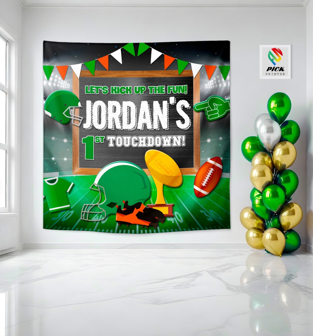 Football Birthday Polyester Banner, Touchdown Fabric Banner, Game on ...