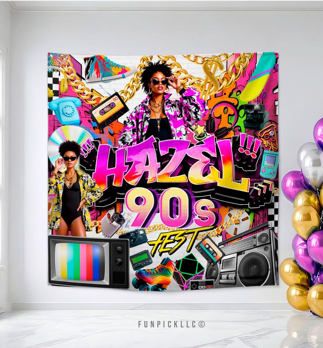90s Theme Polyester Banner: Hip Hop Retro Backdrop - Etsy