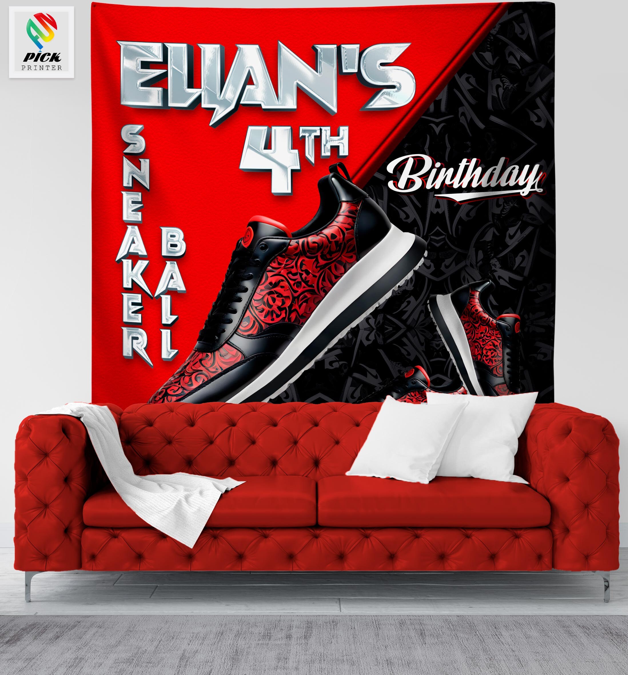 Sneaker Ball Backdrop Sneakerball Banner Sneaker Tapestry Red and ...