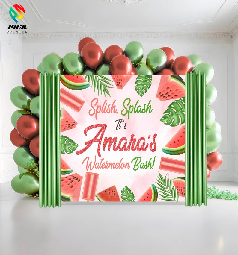 Watermelon Birthday Backdrop: Summer Fruit Party Banner - Etsy