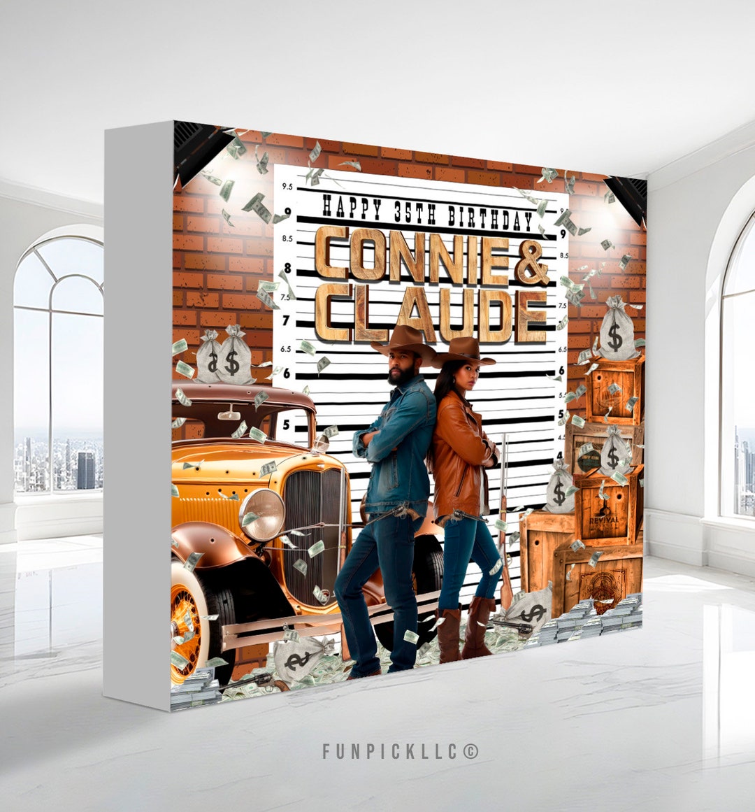 Bonnie and Clyde Custom Backdrop: Western Gangster Retractable Banner ...