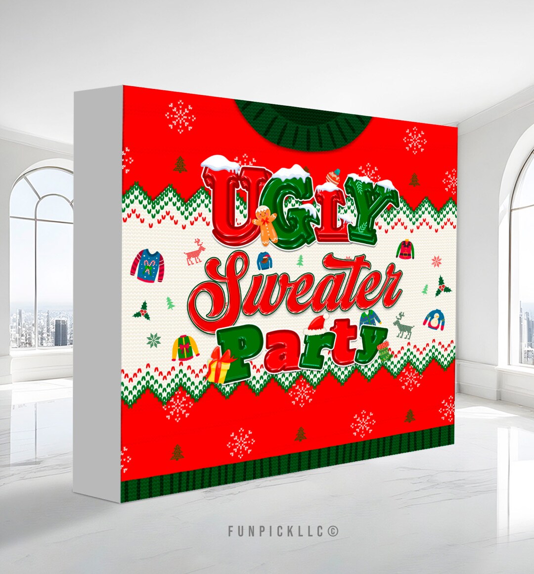Ugly Sweater Party Backdrop: Christmas Retractable Banner - CHR01 - Etsy
