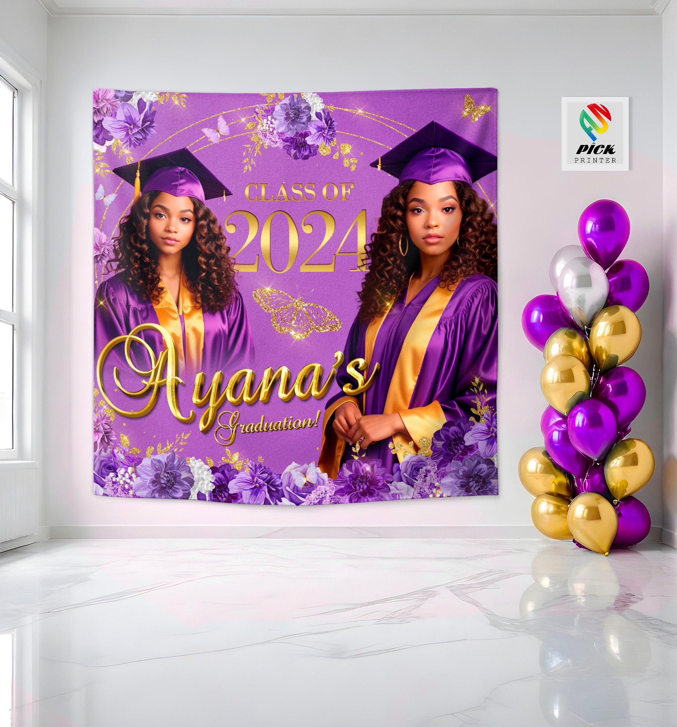 Graduation Purple And Gold Wall