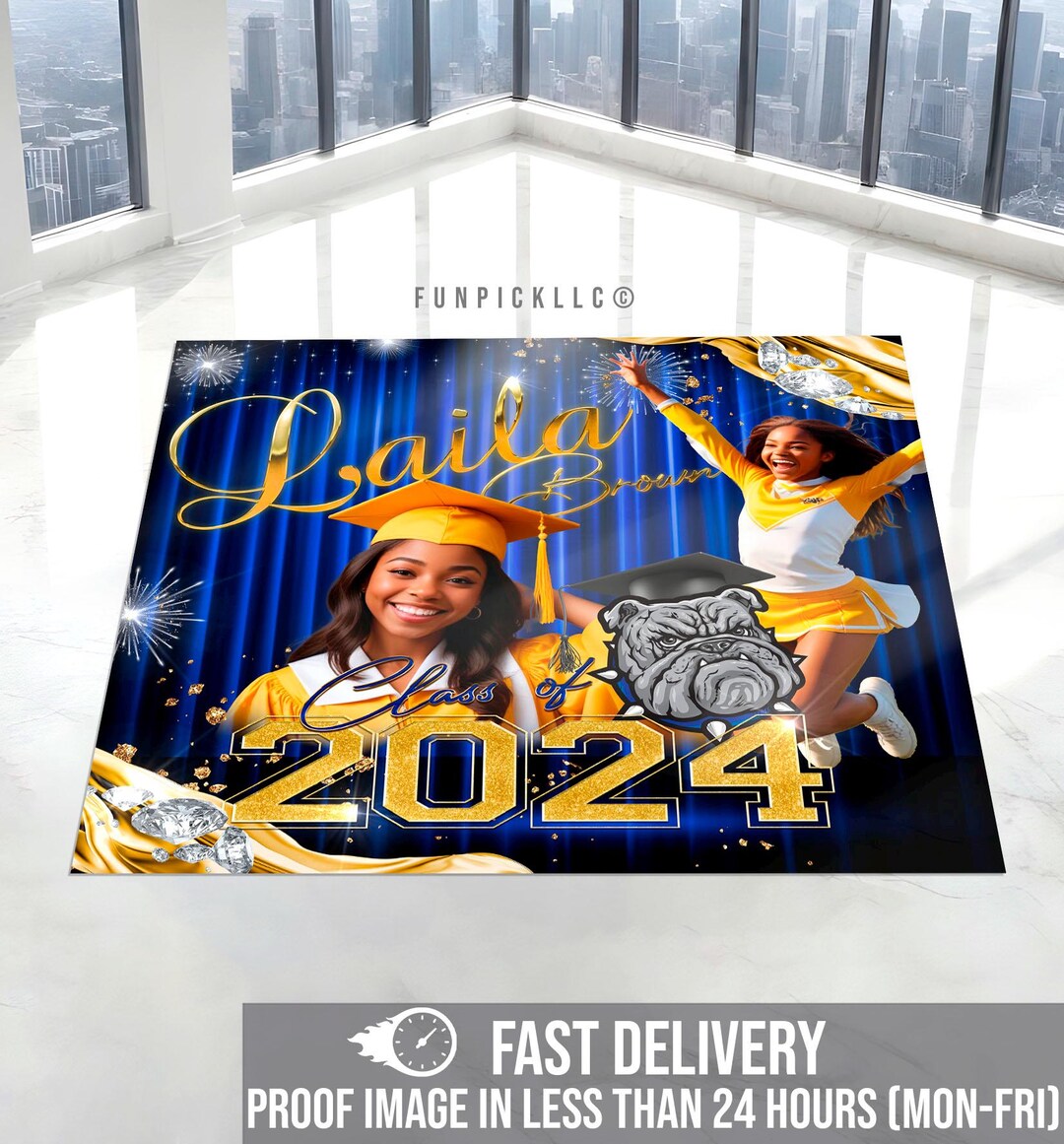 Royal Blue and Gold Graduation Floor Decal: Class of 2025 - Etsy