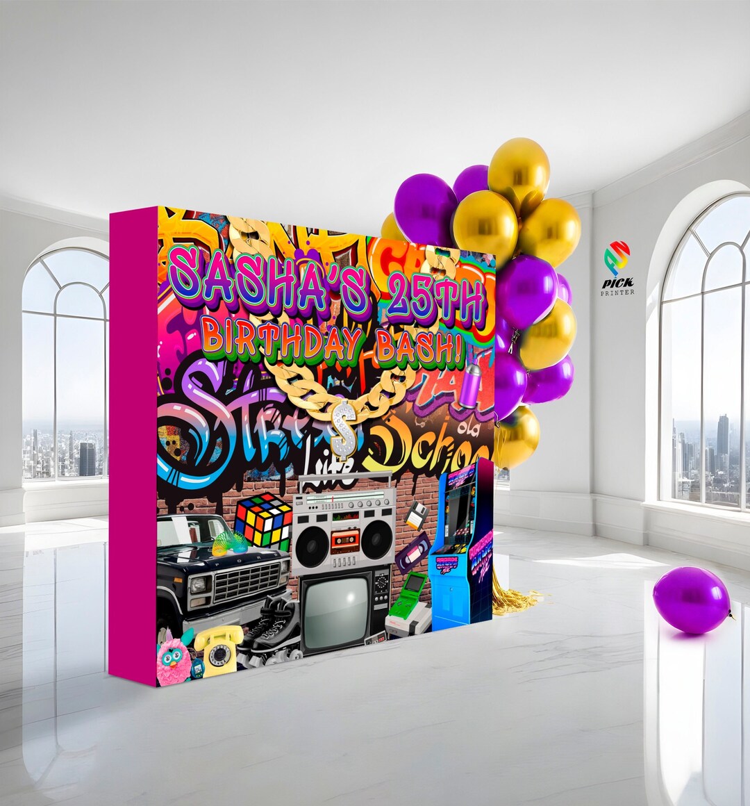 90s Party Pop up Display Backdrop, Back to the 90s Pop up Display ...