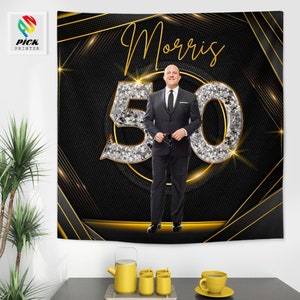 Personalized Birthday Backdrop: Elegant Men's Party Decoration - Etsy
