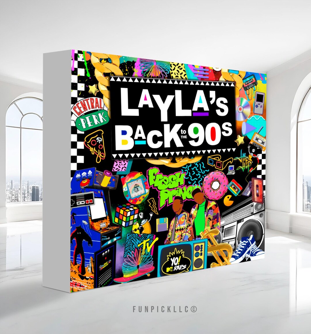 90s Party Retro Pop up Banner | Old School Retractable Banner | Vintage ...