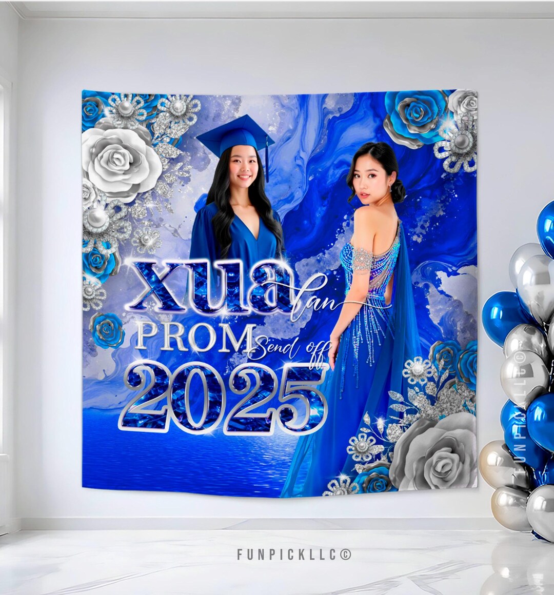 Blue Silver Graduation Tapestry: Custom Prom Send off Banner - Etsy