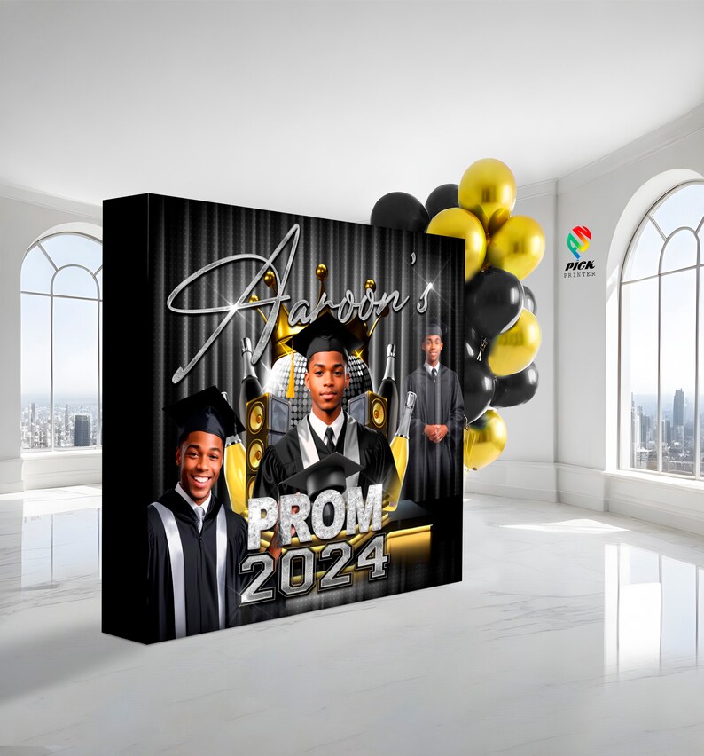 Black & Gold Graduation Backdrop: Prom Vinyl Banner - Etsy