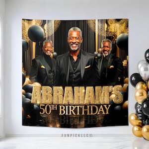 Elegant Black and Gold Birthday Banner: Luxury Event Backdrop - Etsy