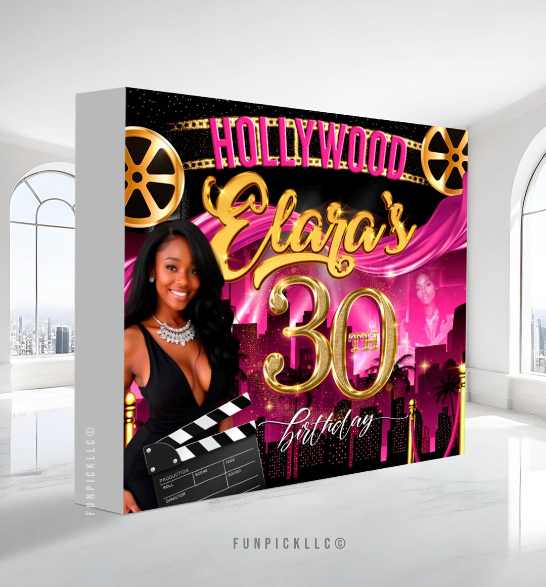 Pink Hollywood Stars Pop up Banner: Custom Birthday Backdrop - Etsy